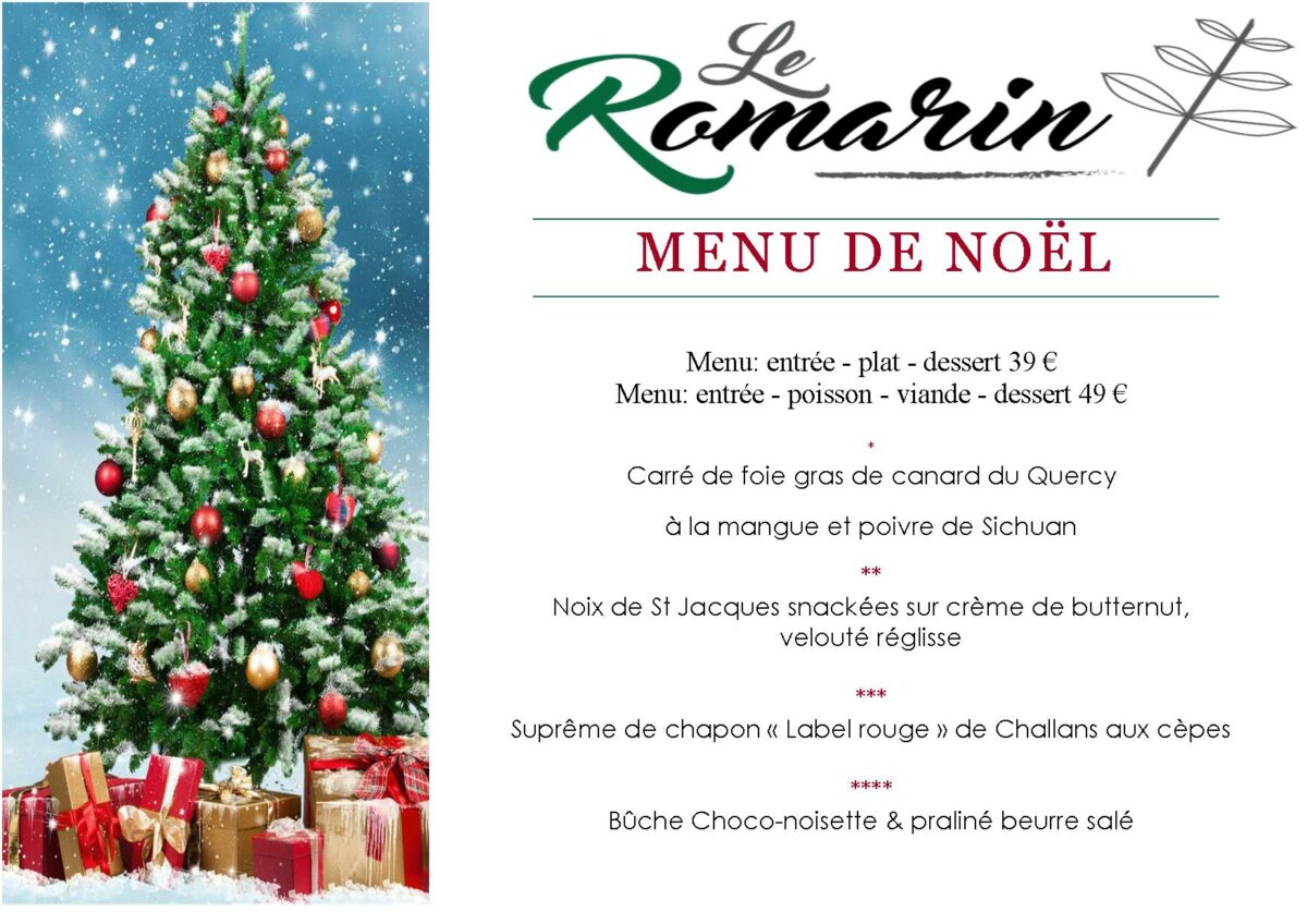 Menu de fêtes - Le Romarin - Restaurant Gastronomique